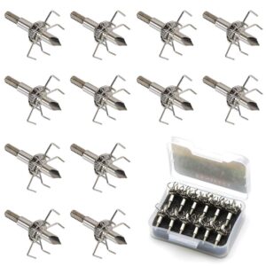 huntcool 12pcs archery judo broadheads compound bow hunting arrowheads 100grain paw point 4mm steel arrow head crossbow points for small animals (ah-02b)