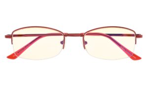 cessblu half-rim blue light filter glasses bendable computer reading glasses women(wine-red) without strength