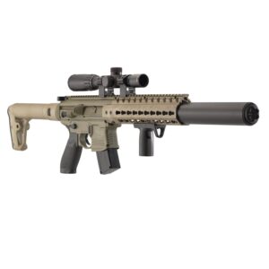 SIG Sauer MCX .177 Cal CO2 Powered Advanced Air Rifle with CO2 90 Gram (2 Pack) and 500 Lead Pellets Bundle (FDE, 1-4x24 Scope)