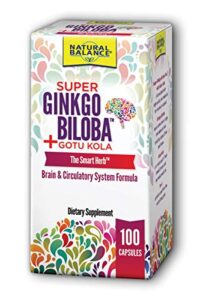 natural balance super ginkgo biloba plus | brain & circulation formula to help support focus, memory & blood flow | with gotu kola | 100ct, 50 serv.