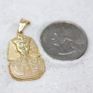 CaliRoseJewelry 10k Egyptian Pharaoh King TUT Pendant in Yellow Gold, 16"