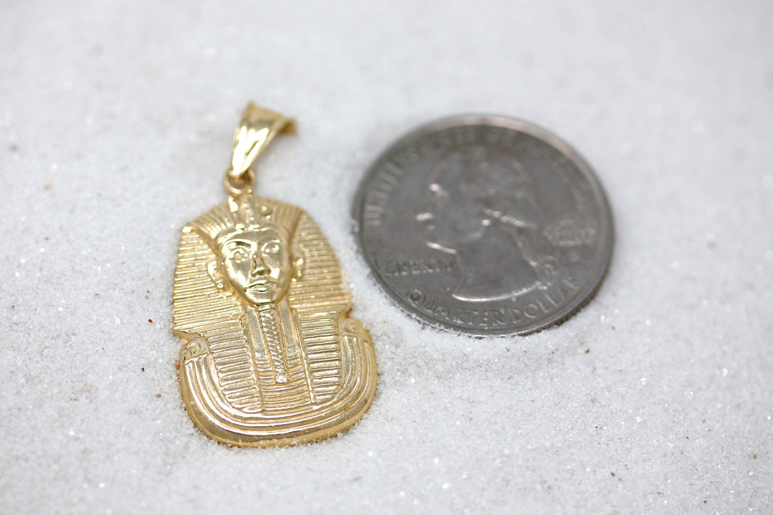 CaliRoseJewelry 10k Egyptian Pharaoh King TUT Pendant in Yellow Gold, 16"