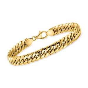 ross-simons italian 18kt yellow gold cuban-link bracelet. 7 inches