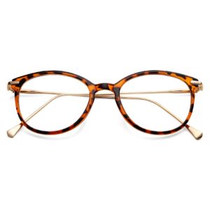 coasion vintage round clear glasses non-prescription eyeglasses frames for women men (tortoise/gold)