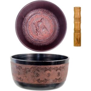 kheops international tibetan meditation yoga singing bowl flat sides ganesha - 6 inches