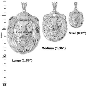 Animal Kingdom .925 Sterling Silver Sparkle-Cut Lion Head Statement Pendant Charm - Medium (1.31")