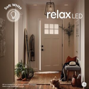 GE Relax LED Light Bulbs, Candle Lights, 60 Watts, Soft White Clear Decorative CA11 Bulbs, Small Base (2 Pack)