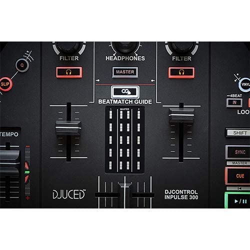 Hercules DJ 2 Control Inpulse 300, Black with 8in Stereo Mini to Dual RCA Y-Cable (6') Bundle, Speaker