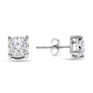 natalia drake 1/2 cttw round brilliant cut diamond stud earrings for women in rhodium plated 925 sterling silver miracle plate color h-i/clarity i1-i2