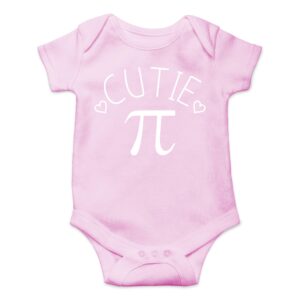 cutie pie - geeky math lover nerd - funny cute infant creeper, one-piece baby bodysuit (pink, 6 months)