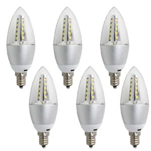 e12 led candelabra bulbs 5w ac85-265v e12 led lights bulbs cool white 6000k chandelier light bulbs 60-watt candles equivalent lights bulbs for ceiling fan dining room home decor,pack of 6