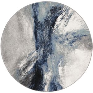 SAFAVIEH Galaxy Collection 5'3" Round Blue/Grey GAL117M Modern Abstract Non-Shedding Dining Room Entryway Foyer Living Room Bedroom Area Rug