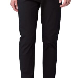 Plaid&Plain Men's Slim Fit Khaki Pants Men's Tapered Chino Pants 8801Black 32X32