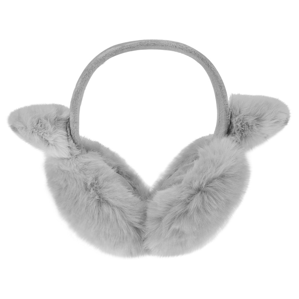 Women Girls Faux Fur Earmuffs Cold Weather Earwarmers Ear Muffs Earlap Winter Warmer Snow Cycling Outdoor EarMuffs Ear Cover Xmas Gifts (Grey)