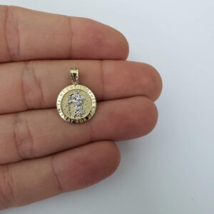 Ice on Fire Jewelry 10k Solid Yellow Gold Saint Christopher Medal