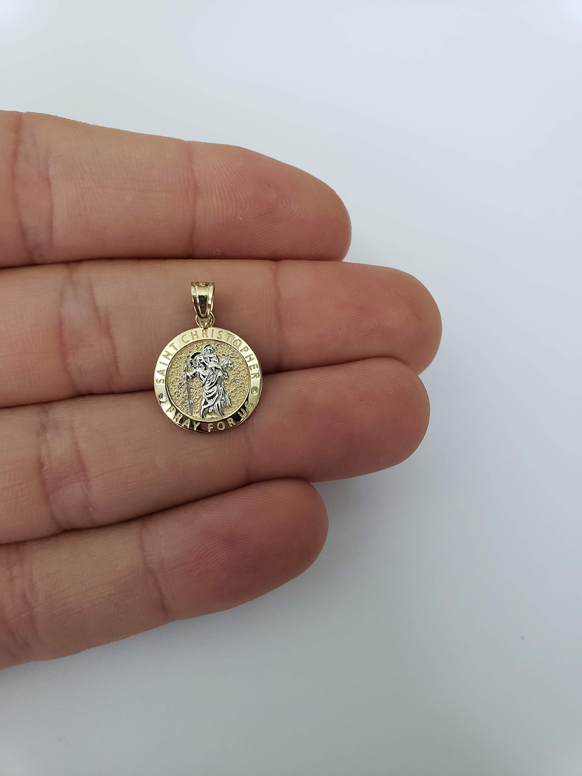 Ice on Fire Jewelry 10k Solid Yellow Gold Saint Christopher Medal