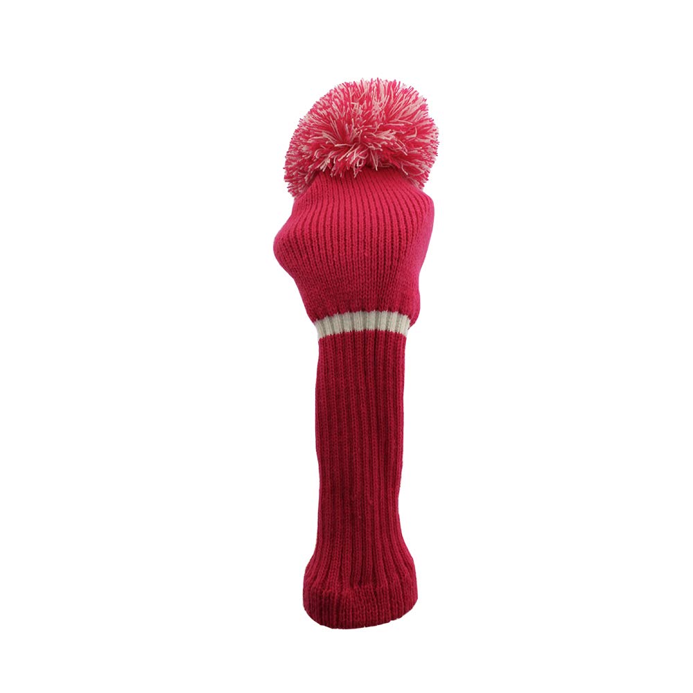 JP Lann Classic Knit Spandex Pom Pom Golf Headcovers Drivers, Fairway Woods, Hybrids, Putters (Hot Pink, Driver) (Hot Pink, Driver)