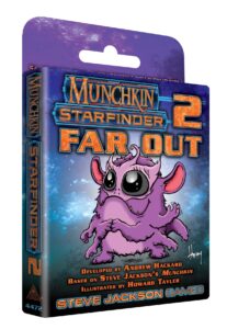 steve jackson games munchkin starfinder 2 – far out game (expansion) | 56-cards | game for adults, kids & family | fantasy adventure roleplaying game | ages 10+ | 3-6 players | avg play time 120 min