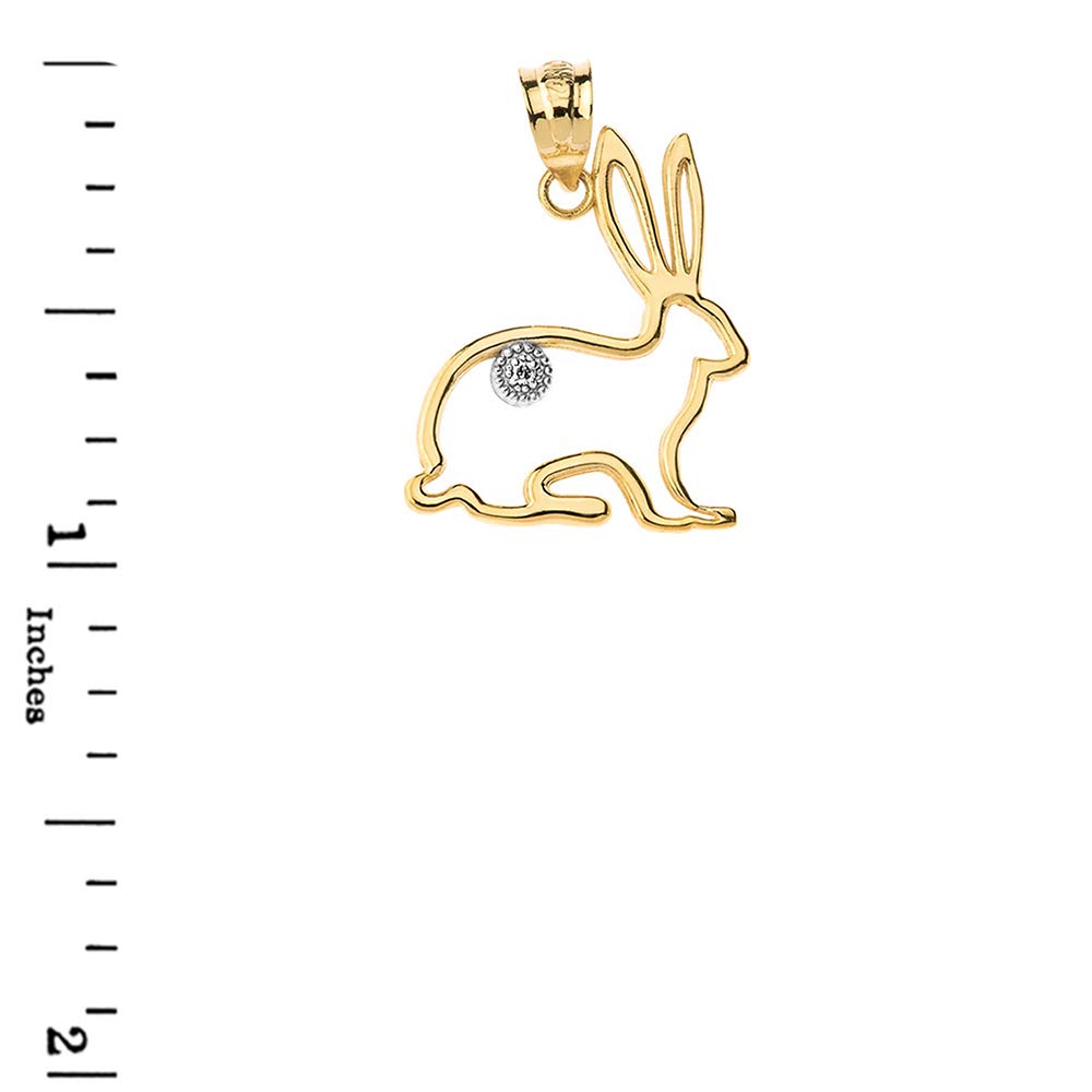 Fashion 10k Yellow Gold Diamond Outline Bunny Pet Rabbit Charm Pendant