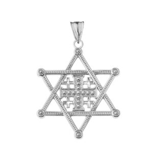 elegant sterling silver star of david jerusalem cross pendant