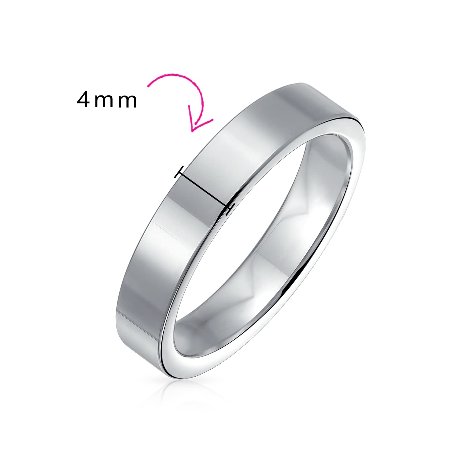 Bling Jewelry Plain Simple Flat Cigar Couples Titanium Wedding Band Rings for Men for Women Silver Tone 4MM