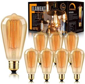 luxon 8-pack edison bulbs antique vintage style incandescent light bulb dimmable amber warm 60w e26 base for wall sconce chandelier retro fixture