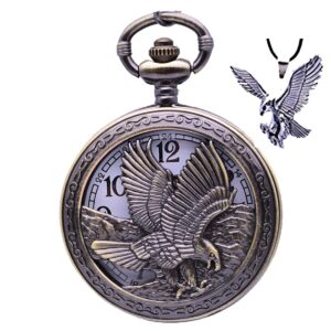 udaney eagle gifts pocket watch with chain vintage quartz half hunter american 2024 fashion