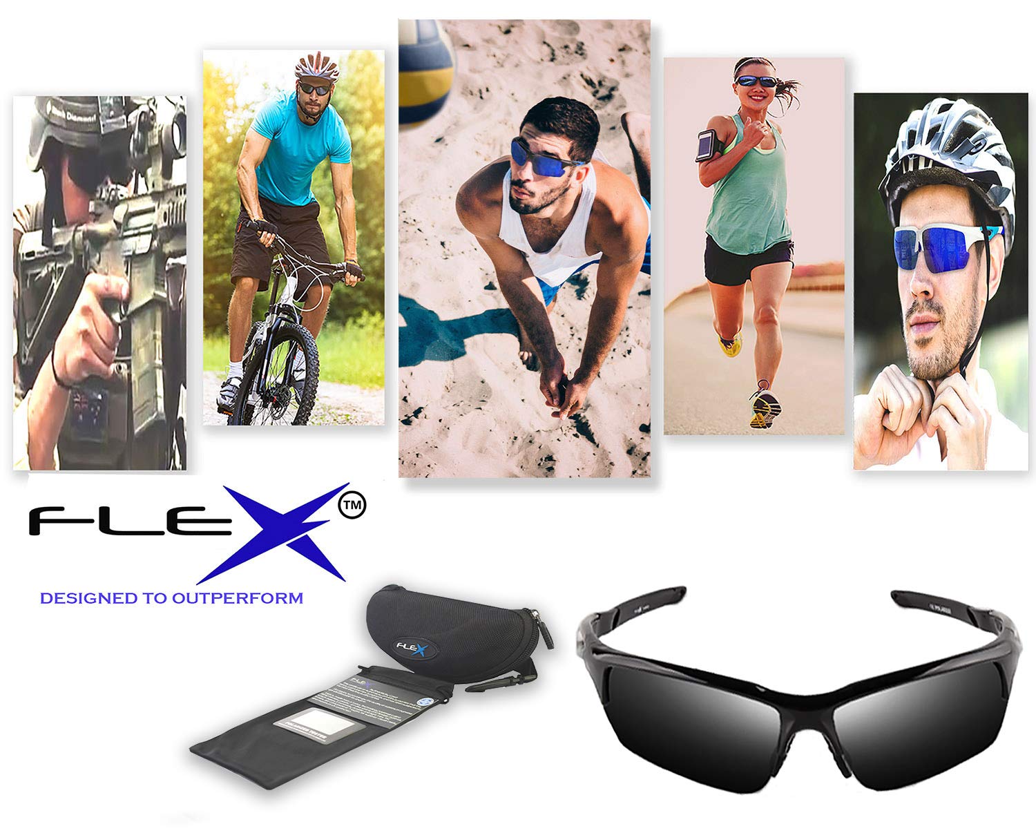 FLEX V2- Polarized Sunglasses for Men Women & Teens. Ultra Tough & Lightweight Frame, HD lens Sports Sunglasses for Cycling Running Fishing