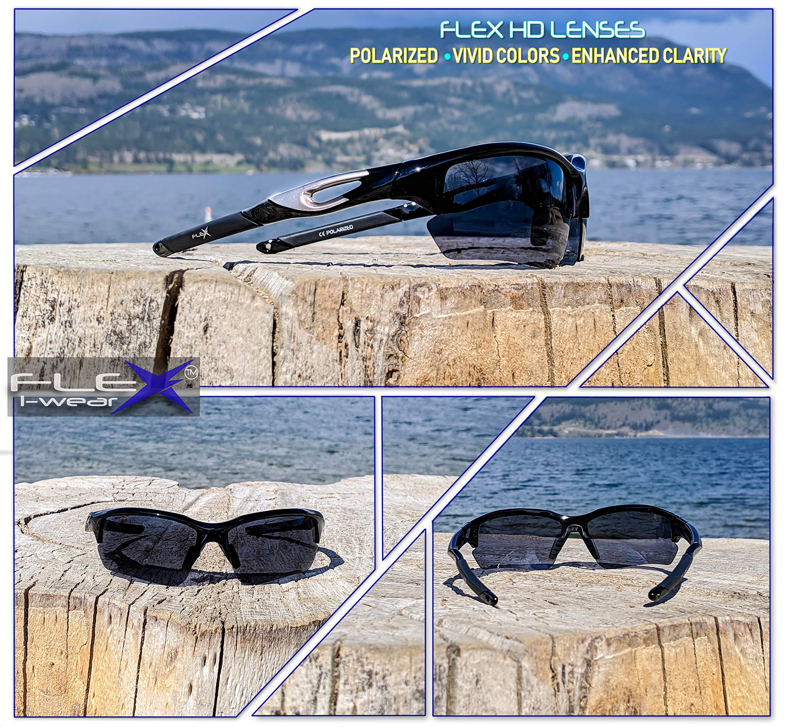 FLEX V2- Polarized Sunglasses for Men Women & Teens. Ultra Tough & Lightweight Frame, HD lens Sports Sunglasses for Cycling Running Fishing