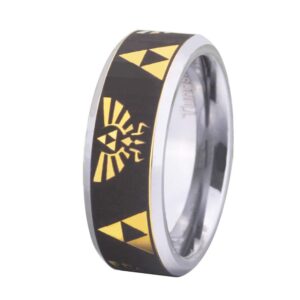 cloud dancer free custom engraving the legend of zelda ring- crest and triforce ring gold with silver bevel tungsten carbide wedding ring engagement ring (10)