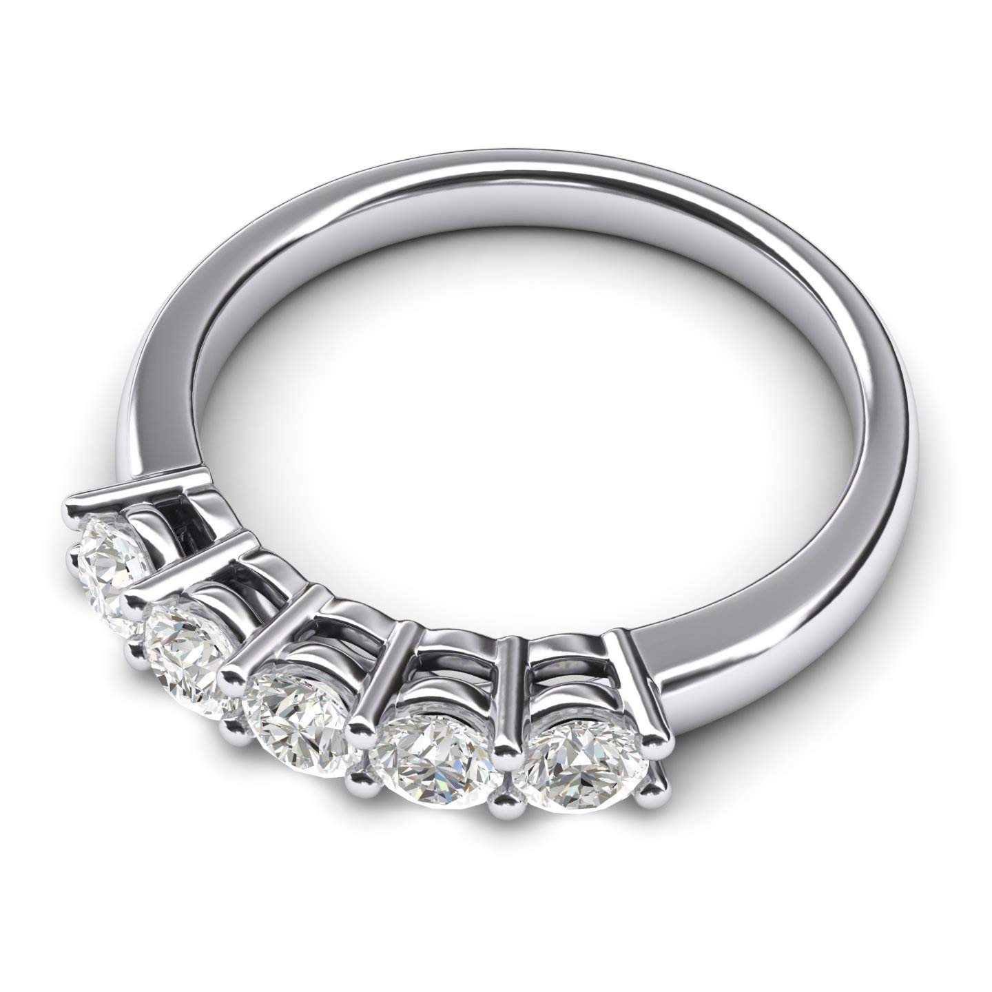 Solid Sterling Silver Eternal Five Stones Anniversary Ring Simulated Brilliant Diamonds Eternity ring 1.25ctw for Women (10)