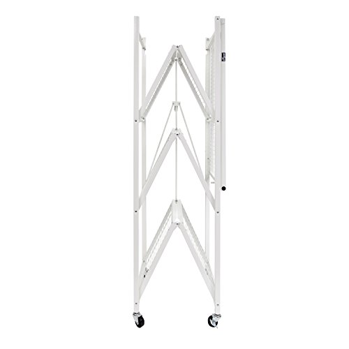 Origami R5 Foldable 4-Tier Garage Shelving Heavy Duty Shelving with Wheels, Metal Storage Rack Holds 1000 pounds, Garage Storage Rack & Organization, Storage Shelving (White, R5 2-Pack)