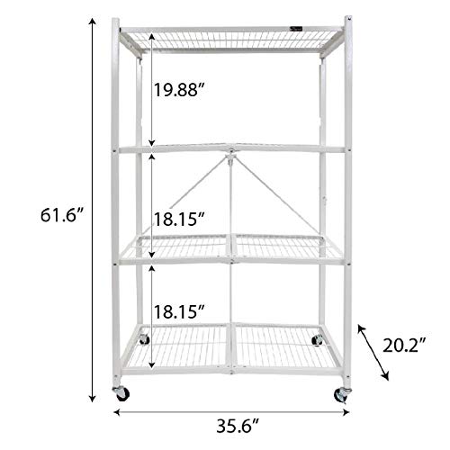 Origami R5 Foldable 4-Tier Garage Shelving Heavy Duty Shelving with Wheels, Metal Storage Rack Holds 1000 pounds, Garage Storage Rack & Organization, Storage Shelving (White, R5 2-Pack)