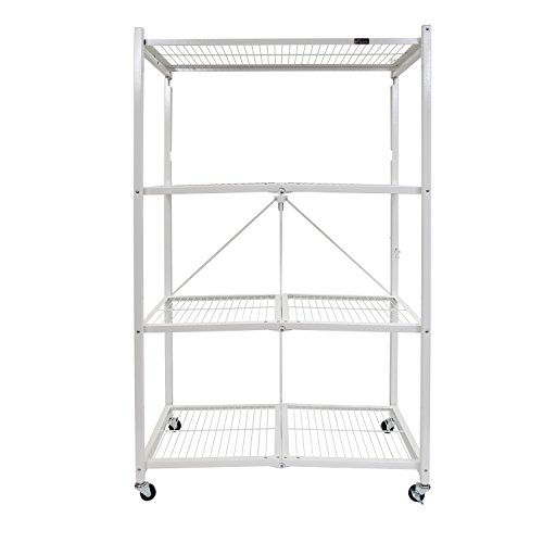 Origami R5 Foldable 4-Tier Garage Shelving Heavy Duty Shelving with Wheels, Metal Storage Rack Holds 1000 pounds, Garage Storage Rack & Organization, Storage Shelving (White, R5 2-Pack)