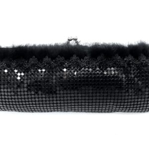 Frewahmesh Evening Clutch Metal Mesh Purse Bag for Cocktail Party Prom Wedding Banquet (Black-2)