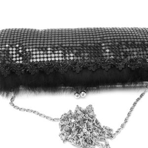 Frewahmesh Evening Clutch Metal Mesh Purse Bag for Cocktail Party Prom Wedding Banquet (Black-2)