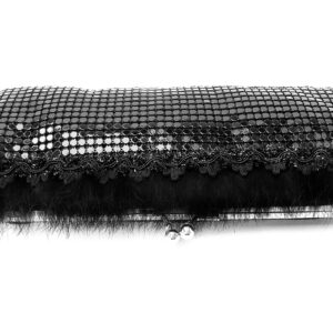 Frewahmesh Evening Clutch Metal Mesh Purse Bag for Cocktail Party Prom Wedding Banquet (Black-2)