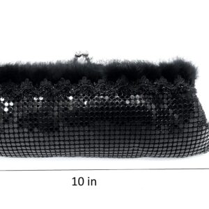 Frewahmesh Evening Clutch Metal Mesh Purse Bag for Cocktail Party Prom Wedding Banquet (Black-2)