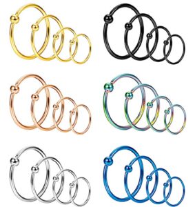 yovoro 24pcs 20g stainless steel nose rings hoop cartilage helix ear piercing tragus body jewelry