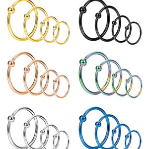 YOVORO 24PCS 20G Stainless Steel Nose Rings Hoop Cartilage Helix Ear Piercing Tragus Body Jewelry