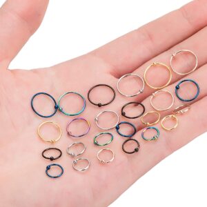 YOVORO 24PCS 20G Stainless Steel Nose Rings Hoop Cartilage Helix Ear Piercing Tragus Body Jewelry