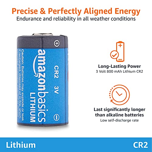 Amazon Basics Non-Rechargeable CR2 Lithium Batteries, 3 Volt, Long Lasting Power, Low Self-Discharge Rate, 12 Count