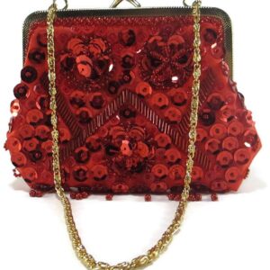 Women clutch sequins evening purse bag for Cocktail Party Prom Wedding Banquet (Red)