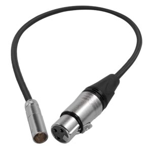 kondor blue 16" mini xlr male to xlr female audio cable for blackmagic pocket 4k/6k camera video assist | pro xlr adapter for microphones & mixers. (black, 16" | 1 pack)