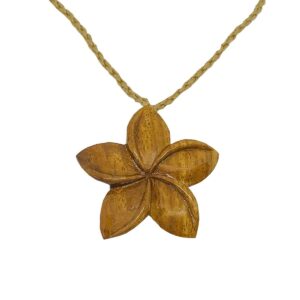 hawaiian jewelry hand carved koa wood hawaii plumeria flower necklace from hawaii