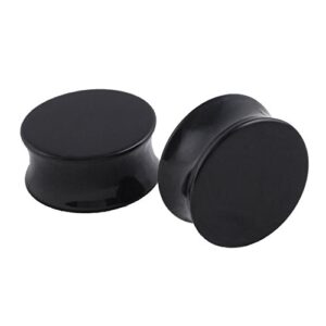 HQLA 1 Pair Natural Obsidian Stone Double Flared Flesh Tunnels Ear Plugs Gauges Stretcher Expander (1"(25mm))