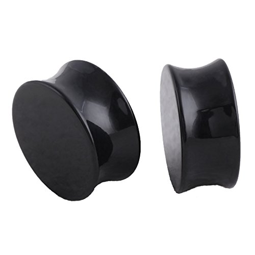 HQLA 1 Pair Natural Obsidian Stone Double Flared Flesh Tunnels Ear Plugs Gauges Stretcher Expander (1"(25mm))