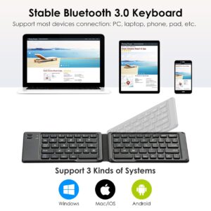 SANWA Foldable Bluetooth Keyboard, Rechargeable Wireless Folding Keypad, Portable & Slim, for Laptop Desktop Computer PC iPad/iPhone Tablet Smartphone, Compatible with MacBook, Windows, Android, iOS