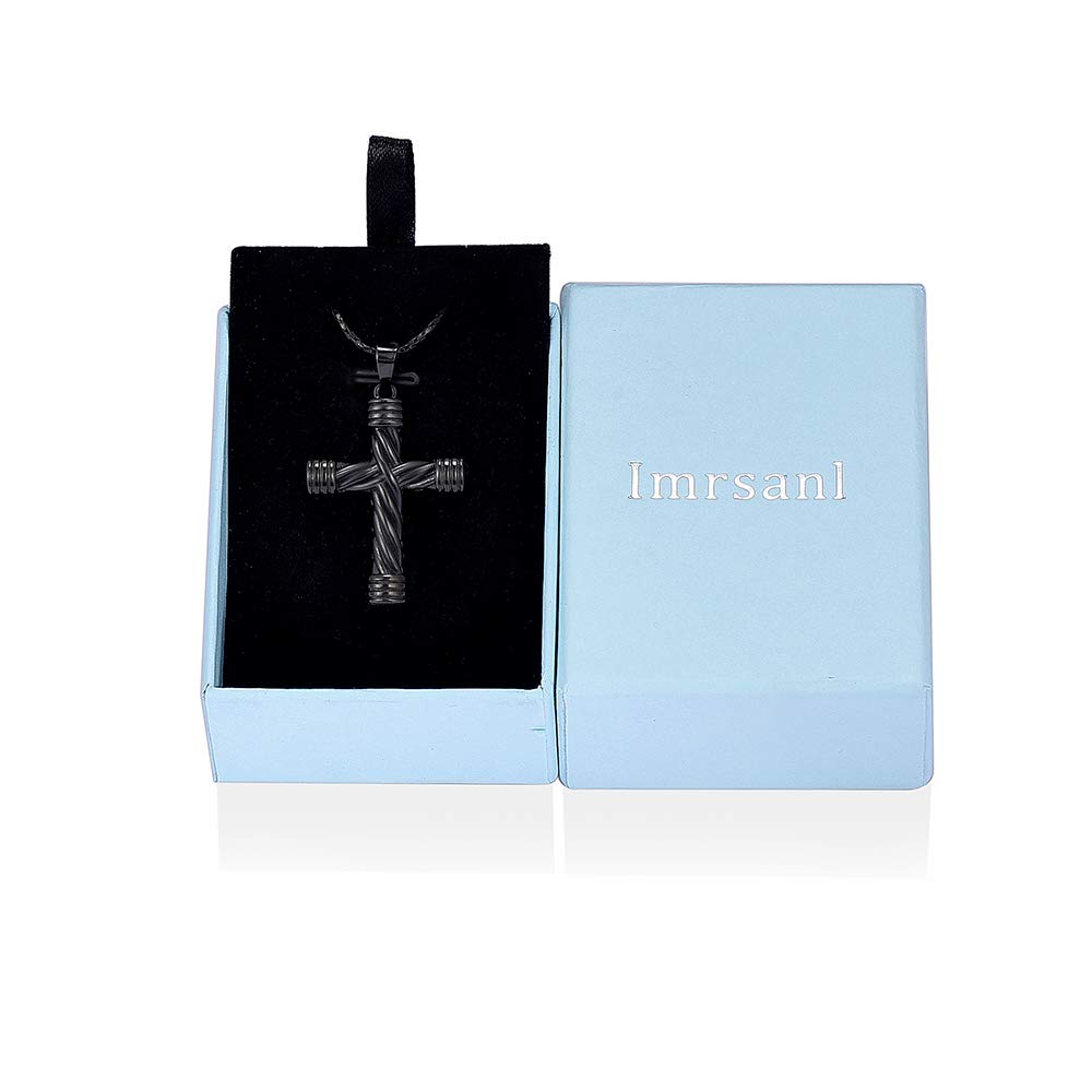 Imrsanl Cremation Jewelry for Ashes Cross Urn Necklace Pendant Keepsake Religious Cross Memorial Ash Jewelry (Black)