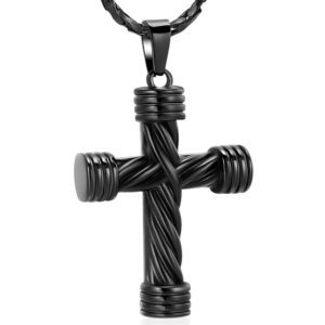 imrsanl cremation jewelry for ashes cross urn necklace pendant keepsake religious cross memorial ash jewelry (black)